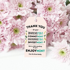Volunteer Appreciation Gift Tags Editable Mint Favor Tag - Etsy