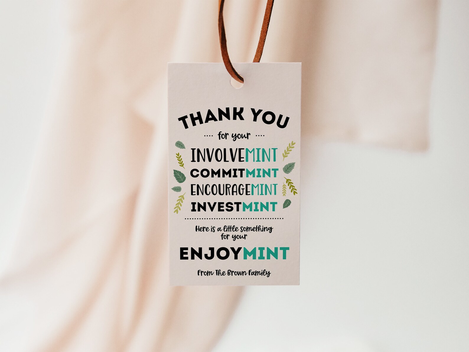 Volunteer Appreciation Gift Tags, Editable Mint Favor Tag, Thank You ...