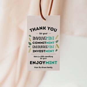 Volunteer Appreciation Gift Tags, Editable Mint Favor Tag, Thank You ...
