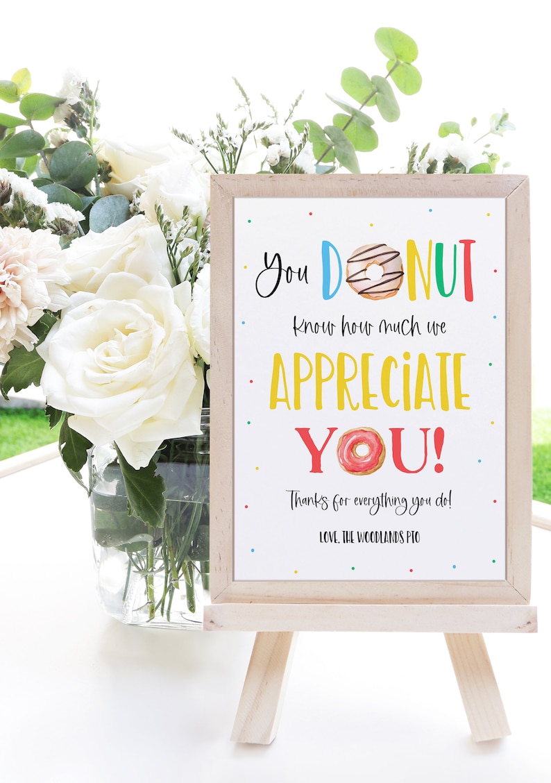 Donut Appreciation Sign Donut Know How Much We Appreciate | Etsy
