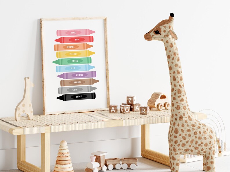Crayon Colors Poster, Educational Colors Print, Colorful Classroom ...