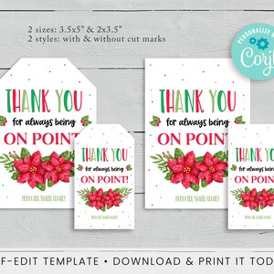 Christmas Poinsettia Gift Tag Thank You for Being on Point - Etsy