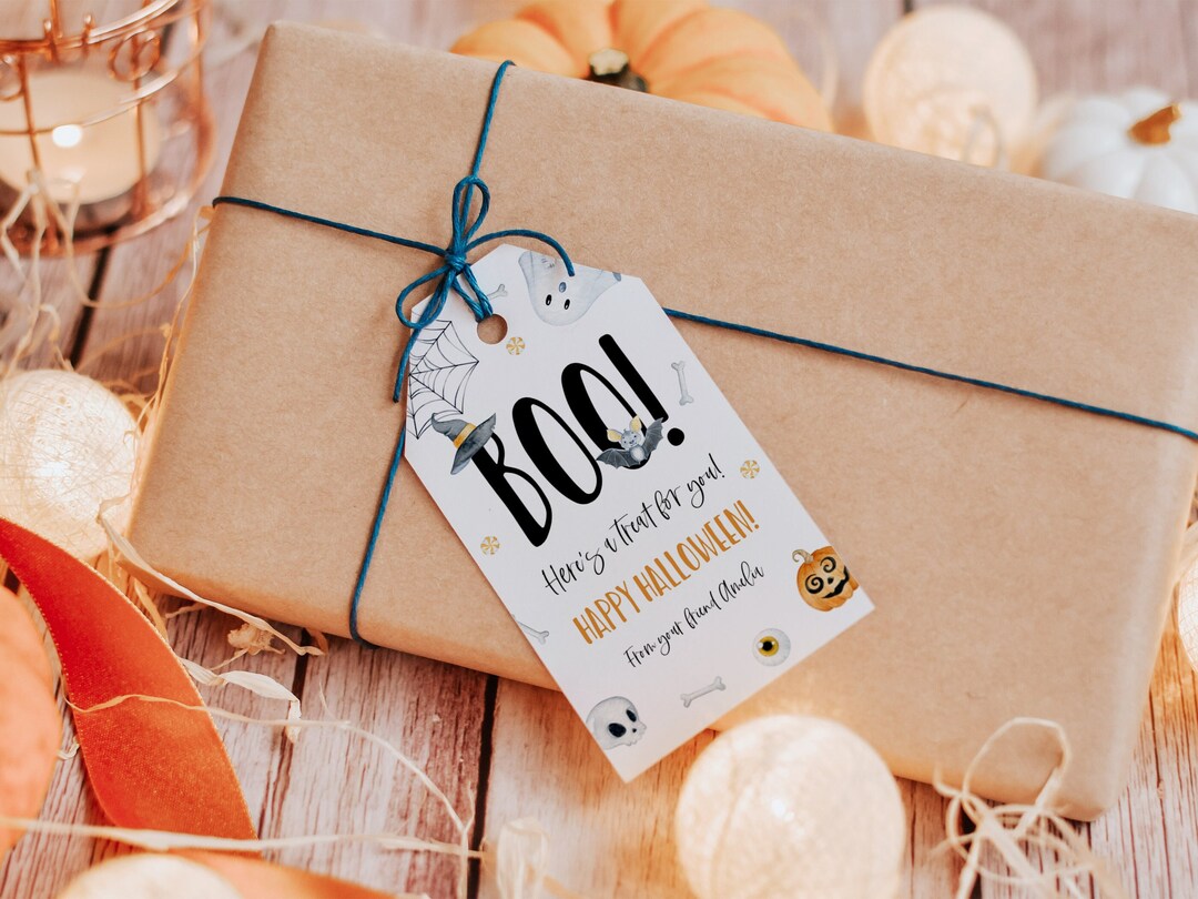 Editable Halloween Gift Tag, Boo Here's A Treat for You Birthday Party ...