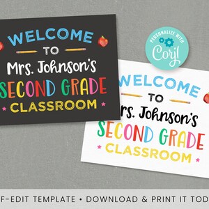 Classroom Welcome Sign, Editable Teacher Class Door Sign, Personalized ...