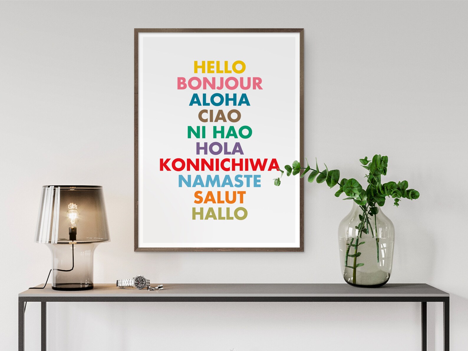 Hello in Different Languages Sign Colorful Typography Wall - Etsy