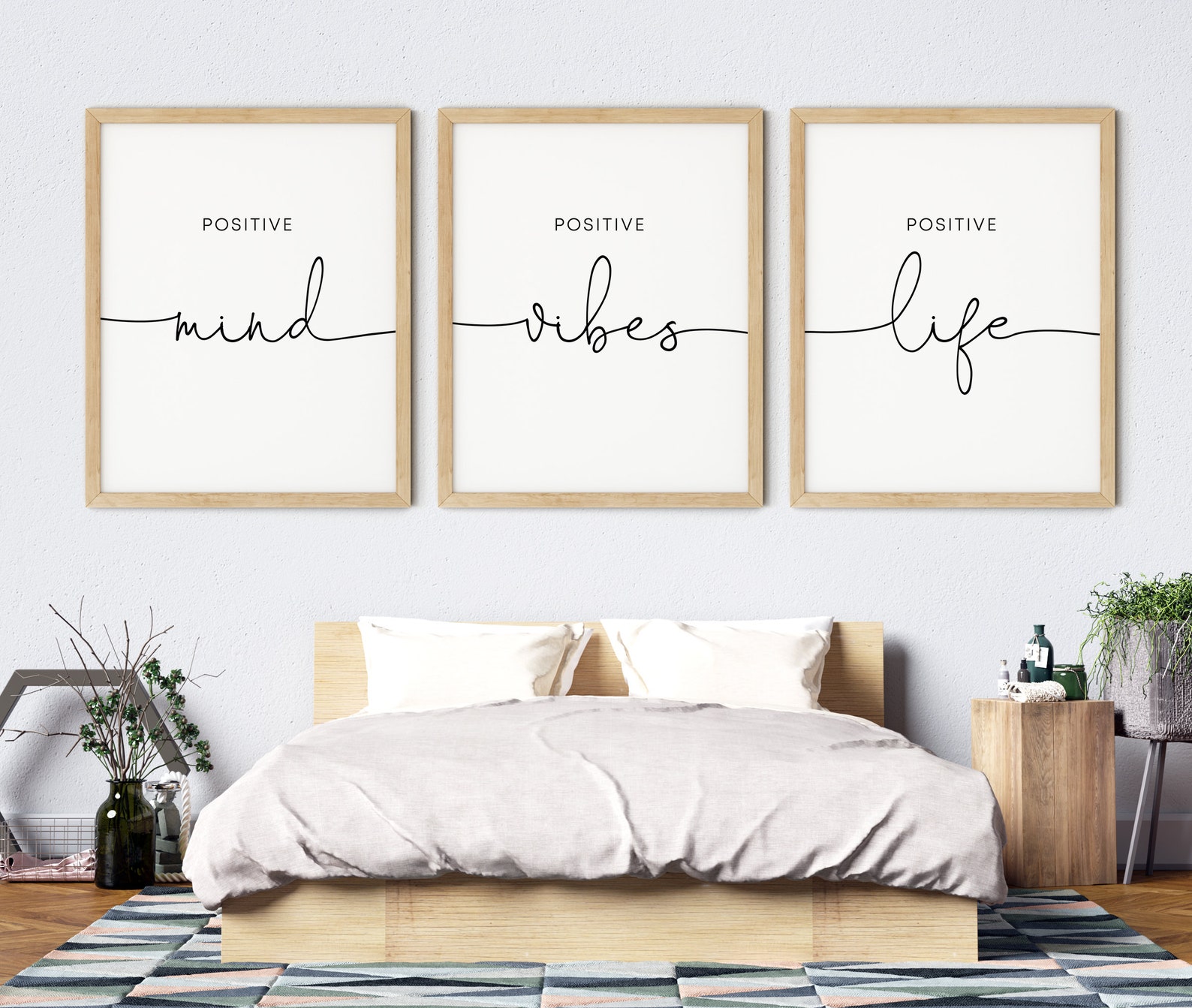 Positive Mind Positive Vibes Positive Life Printable Wall Art - Etsy