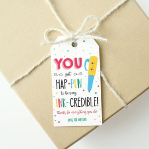 Pen Thank You Gift Tag, Editable Appreciation Gift for Teacher ...
