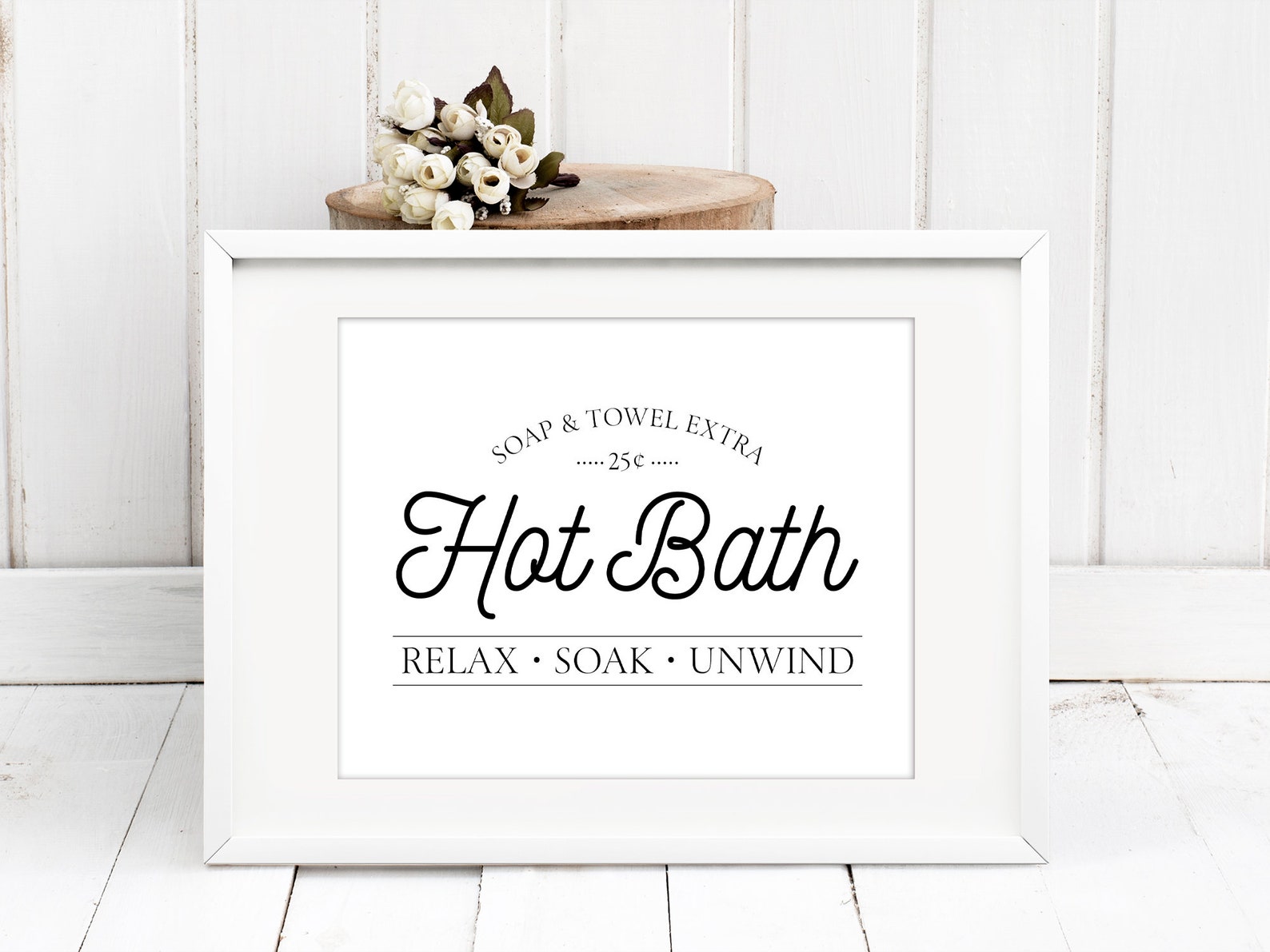 Hot Bath Sign Relax Soak Unwind Modern Bathroom Decor | Etsy