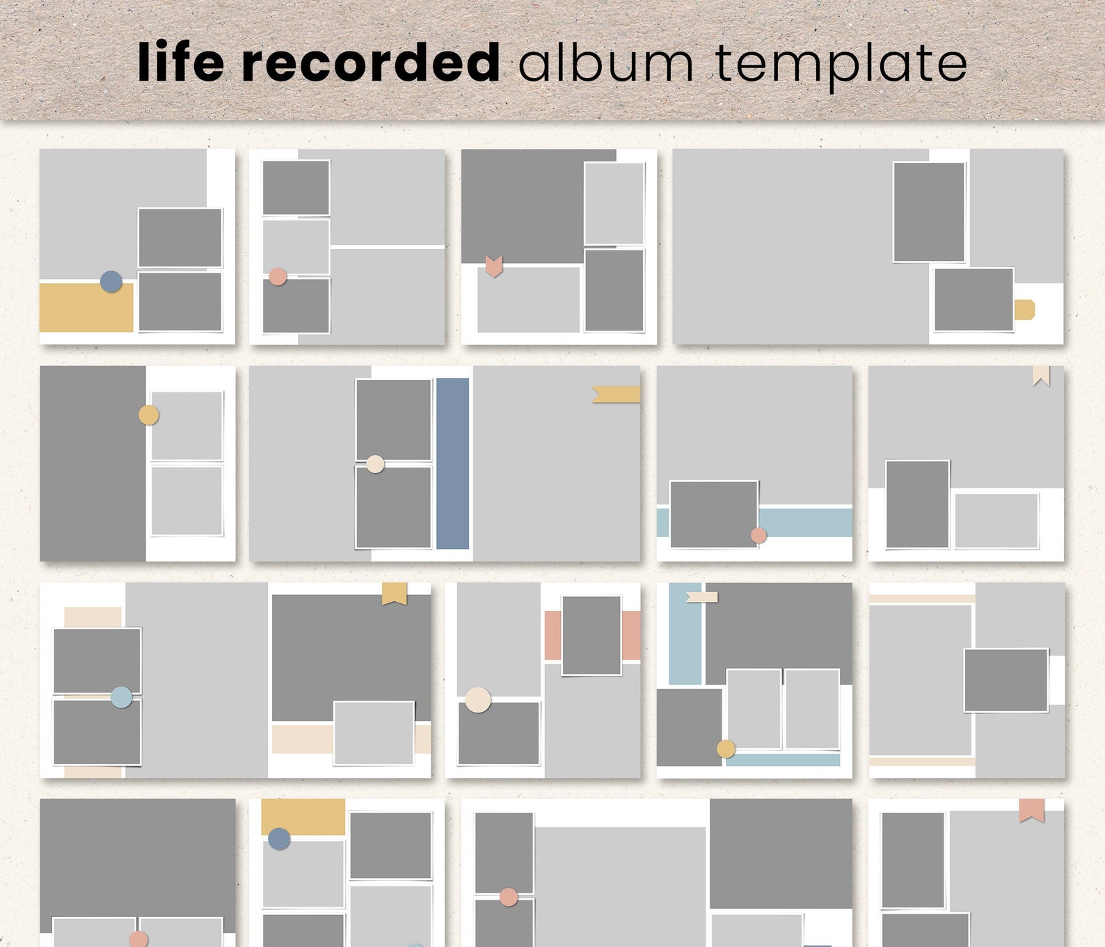 Scrapbook Layout 12x12 Template Bundle Photobook Template | Etsy