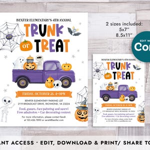 Halloween Trunk or Treat Flyer Template, Community School Church ...