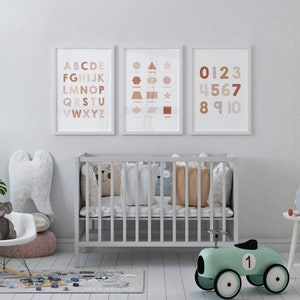 Pastel Alphabet Posters Educational Prints Set of 3 Numbers - Etsy