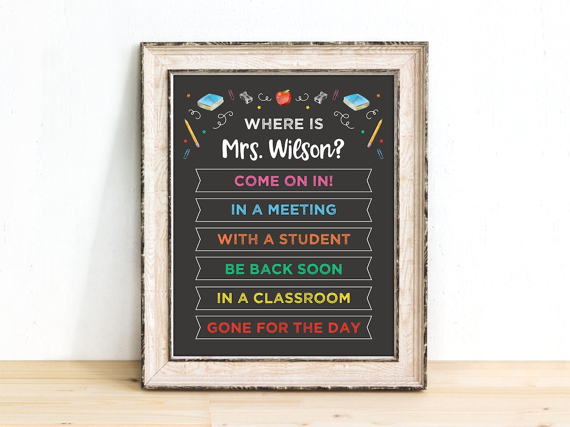 Where is the Teacher Editable Door Sign Classroom Decor - Etsy