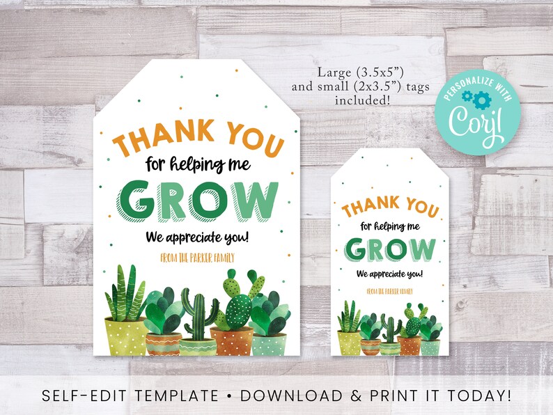 Thank You for Helping Me Grow Succulent Cactus Teacher | Etsy