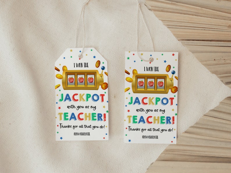 Lottery Gift Tag, I Won the Jackpot With You as My Teacher, Editable ...