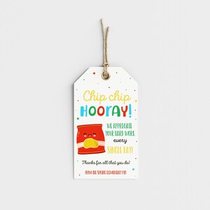 Chips Thank You Tag, Editable Chip Chip Hooray Gift Tag for Teacher ...