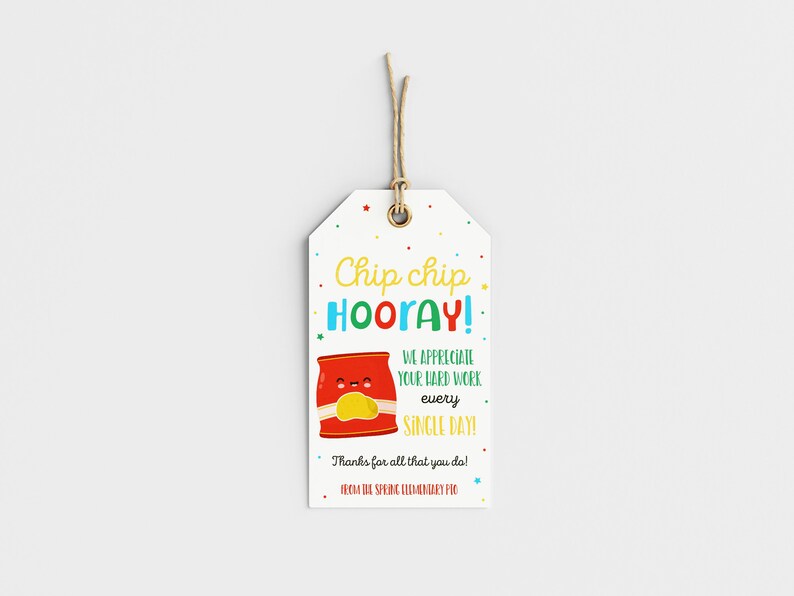 Chips Thank You Tag Editable Chip Chip Hooray Gift Tag for - Etsy