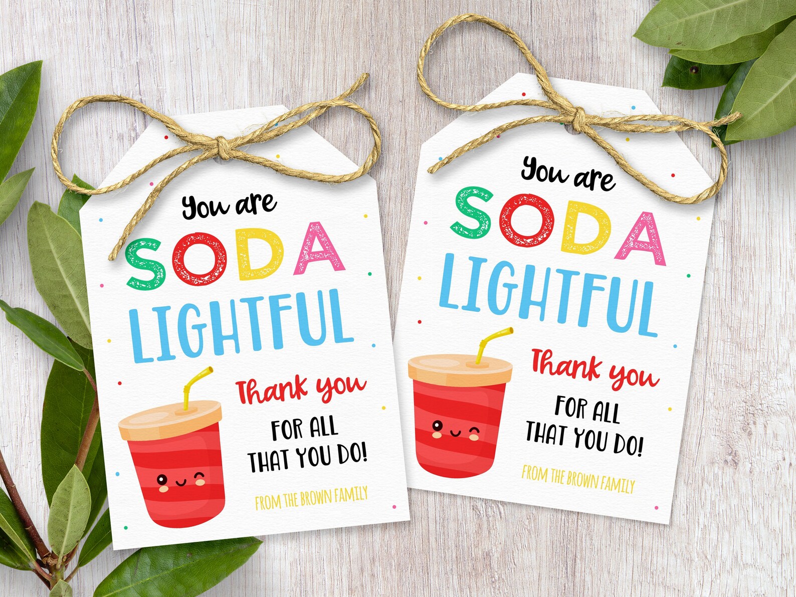 Soda Gift Tag You Are Soda-lightful Teacher Nurse Volunteer - Etsy