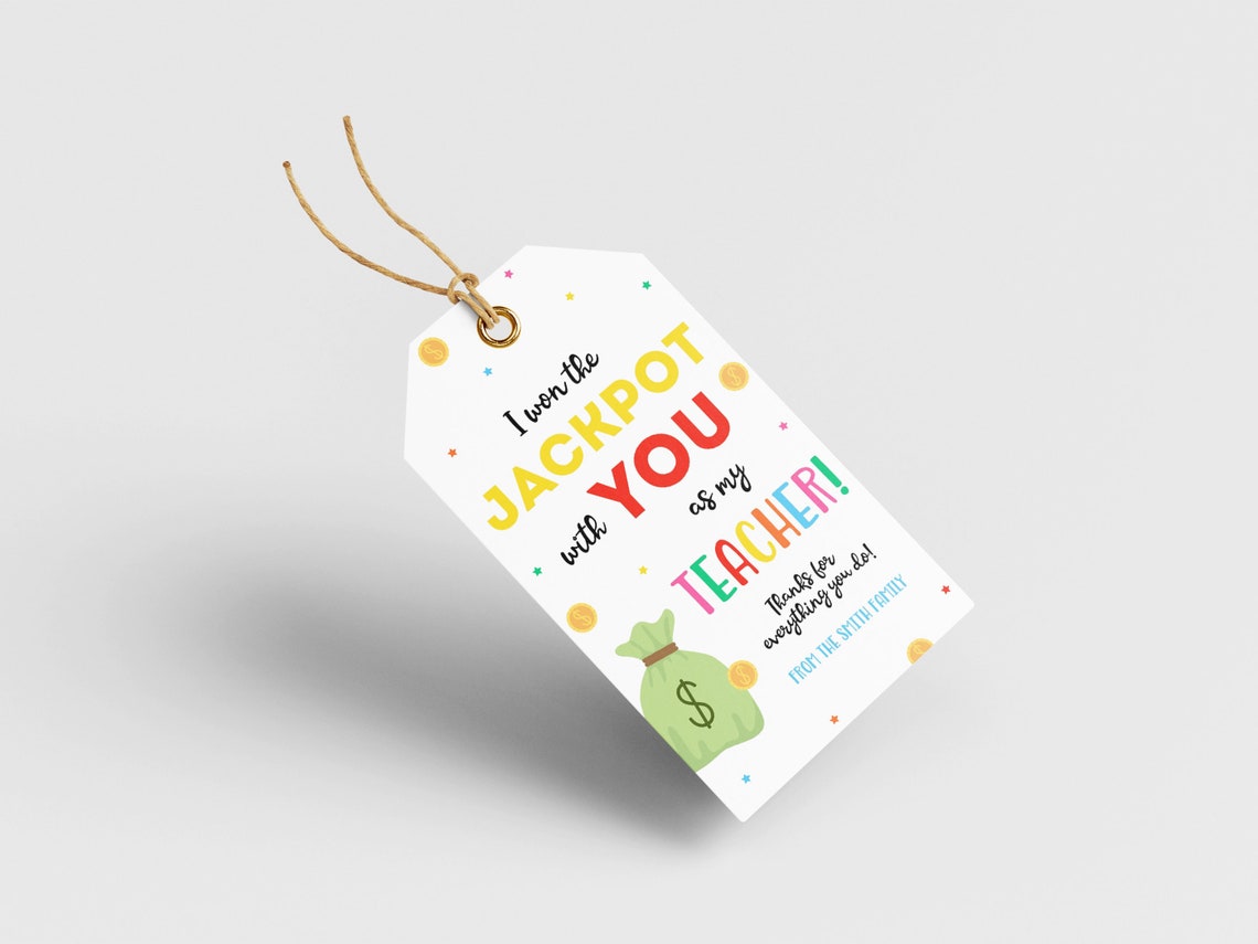 Lottery Gift Tag I Won the Jackpot With You as My Teacher - Etsy