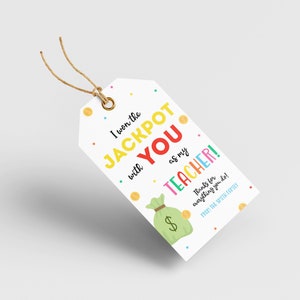 Lottery Gift Tag I Won the Jackpot With You as My Teacher - Etsy