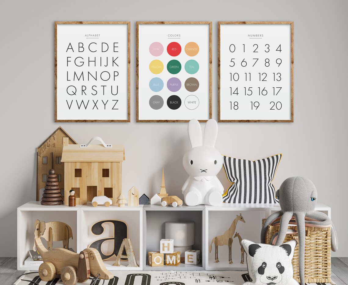 Minimalist Alphabet Posters Educational Prints Set Numbers - Etsy UK