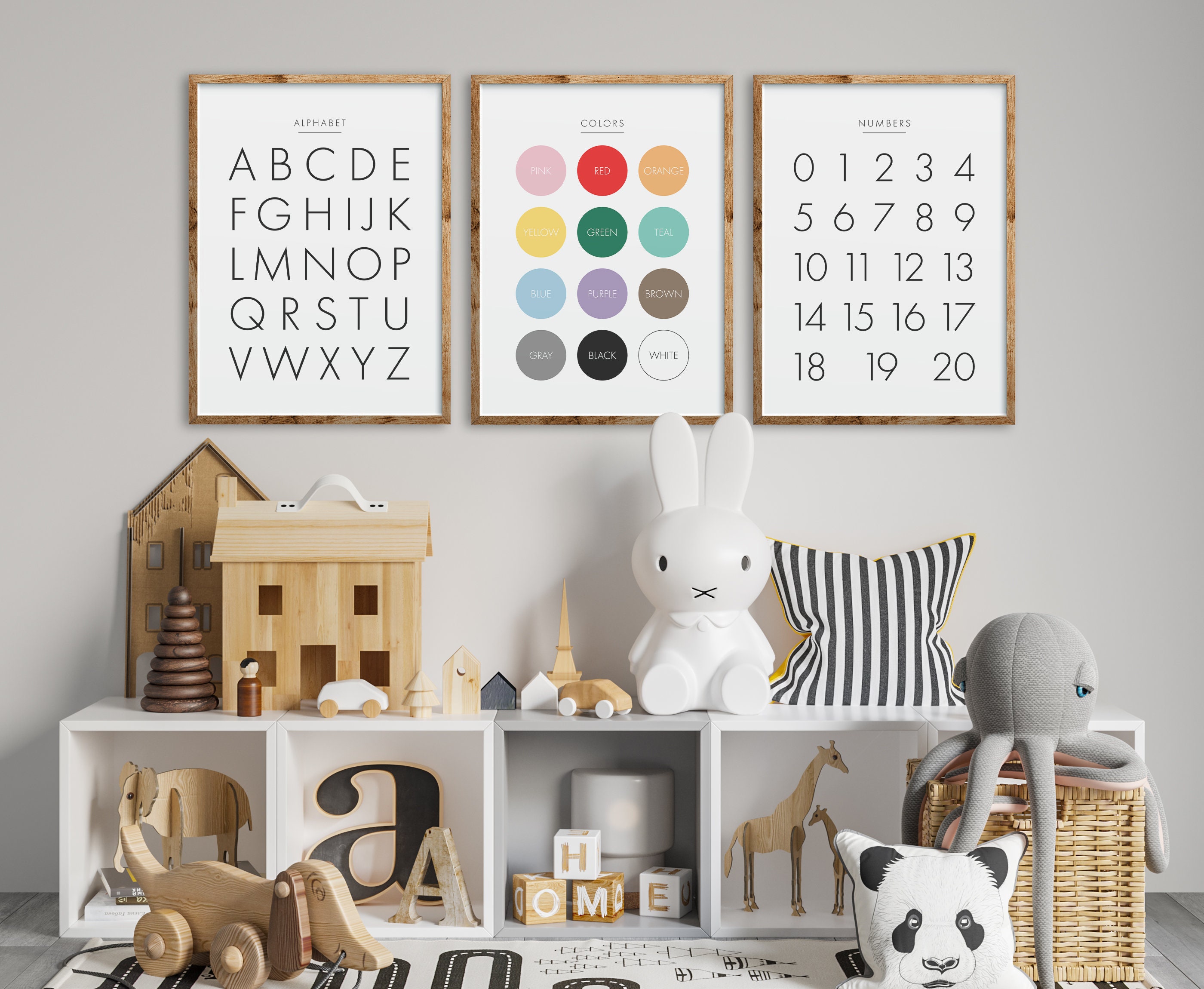 Minimalist Alphabet Posters Educational Prints Set Numbers | Etsy