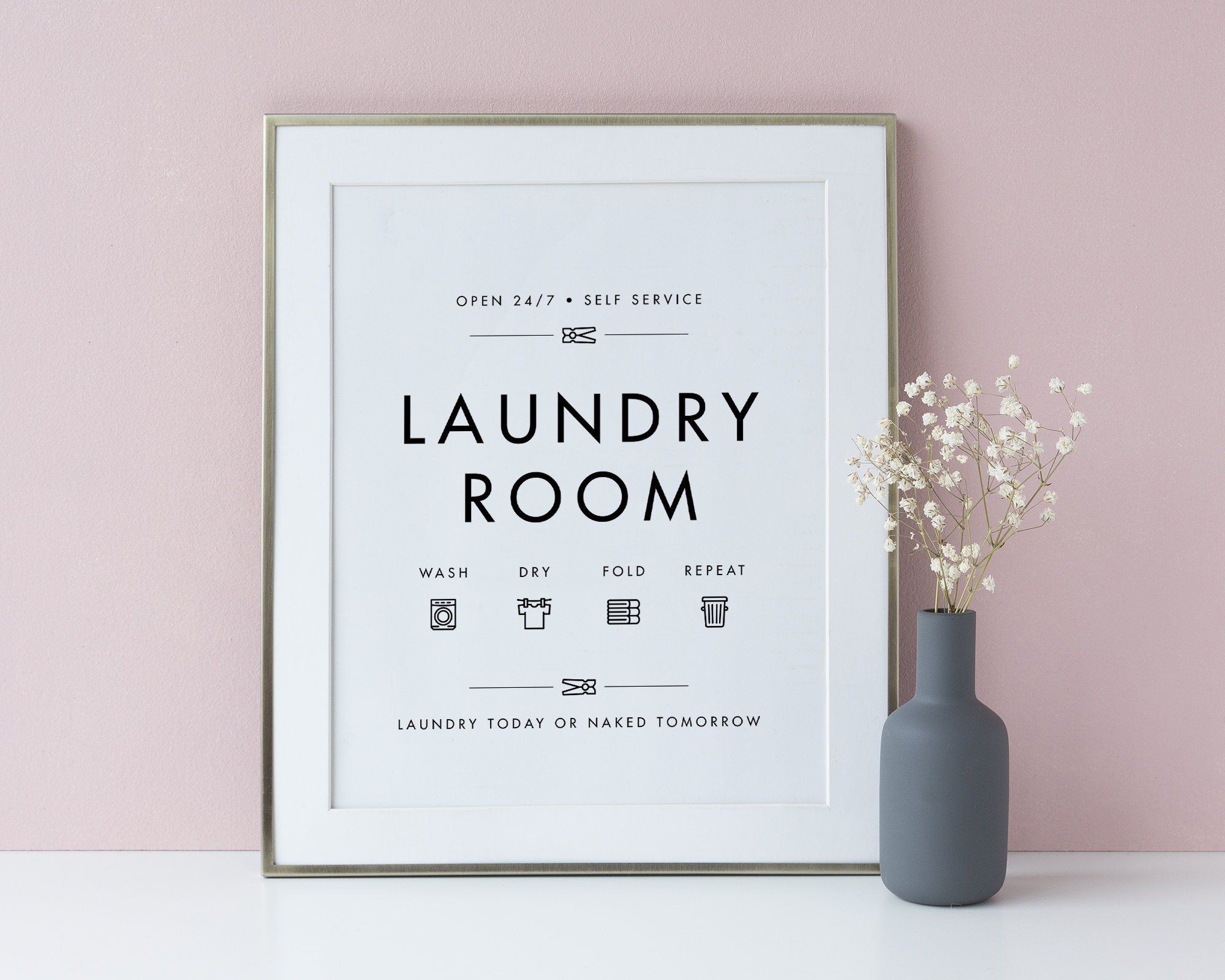 Modern Laundry Room Sign Laundry Wall Decor Wash Dry Fold | Etsy