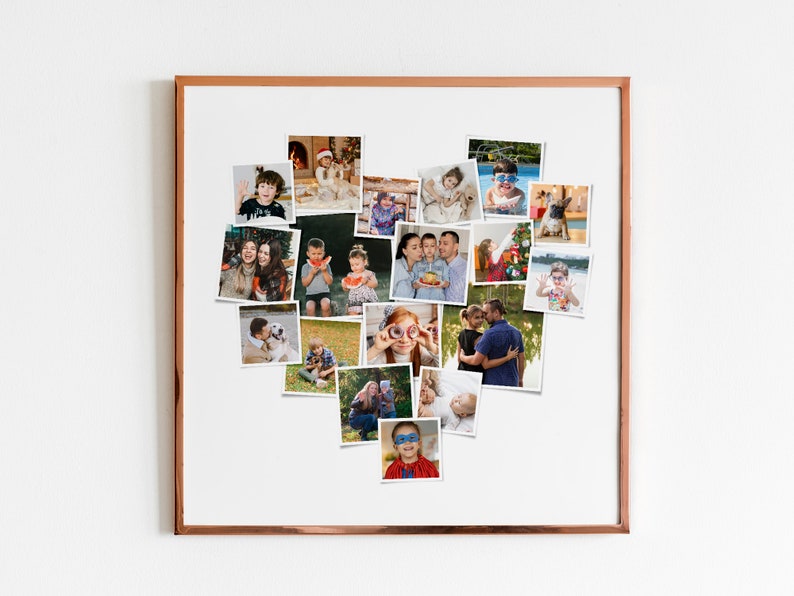 Heart Photo Collage Template, Heart Shaped Square Photo Templates ...