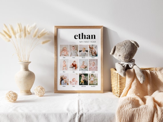 Baby First Year Photo Poster Template Modern 1st Birthday - Etsy