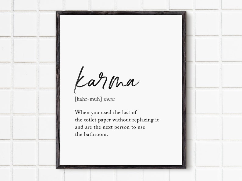 Funny Bathroom Decor Bathroom Definition Prints Karma | Etsy