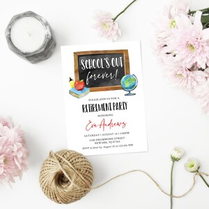 Teacher Retirement Invitation, Editable School's Out Forever Party ...