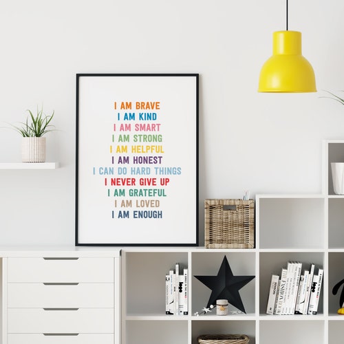 Kids Affirmations I Am Brave Poster Children Affirmation - Etsy