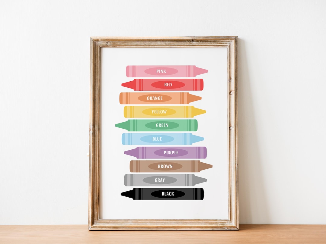 Crayon Colors Poster, Educational Colors Print, Colorful Classroom ...