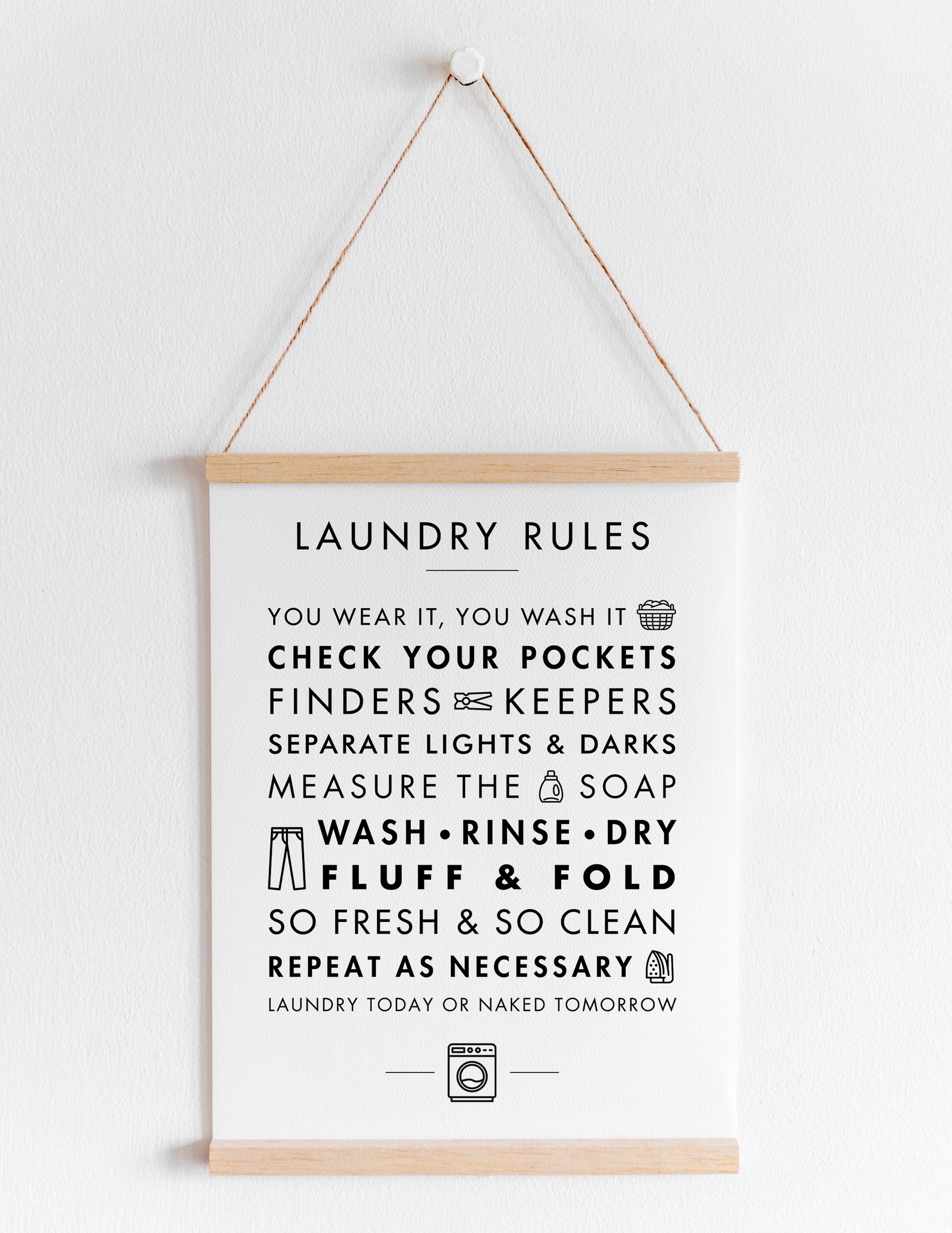 Laundry Rules Sign Funny Laundry Room Art Modern Farmhouse | Etsy