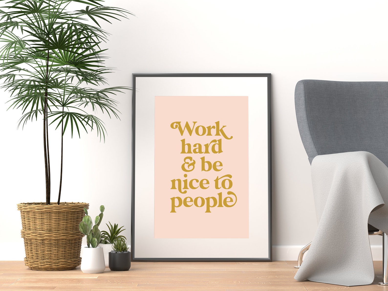 Work Hard and Be Nice to People Boho Wall Art Inspirational - Etsy