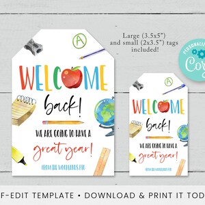 Welcome Back to School Gift Tag Editable First Day of School - Etsy