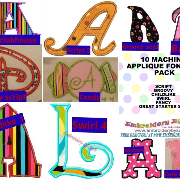 Applique Fonts - Etsy