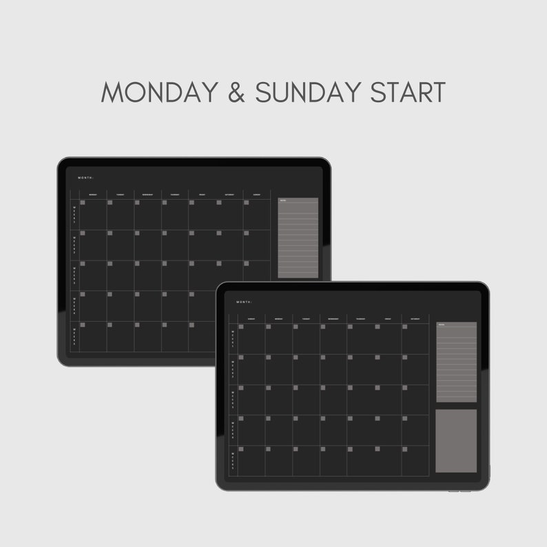 Monthly Planner, Digital Calendar, Undated iPad Planner, Monthly ...