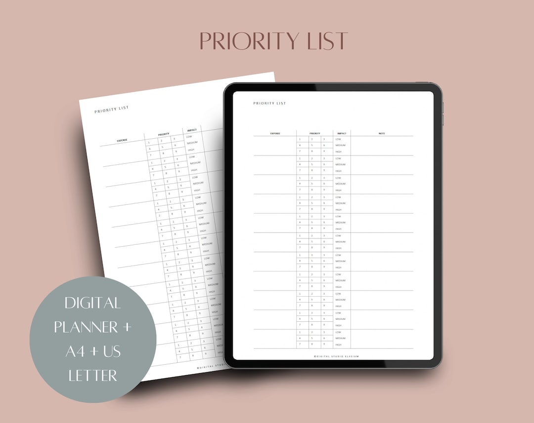 Priority Task List, Priority to Do List, Priority Checklist, Printable ...