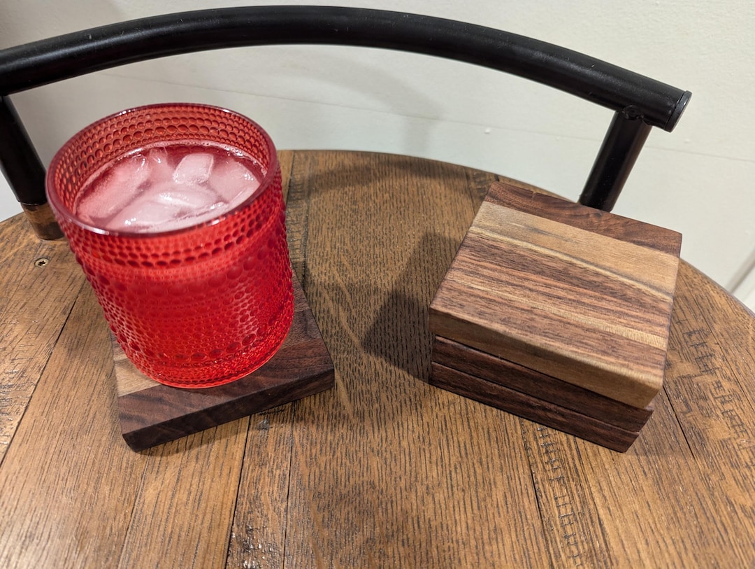 Dark Walnut Butcher-block Style Coaster-set of 4 - Etsy