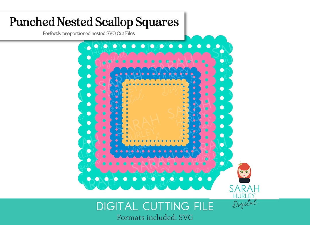 Punched Edge Nested Scallop Squares By sarah Hurley SVG Instant ...