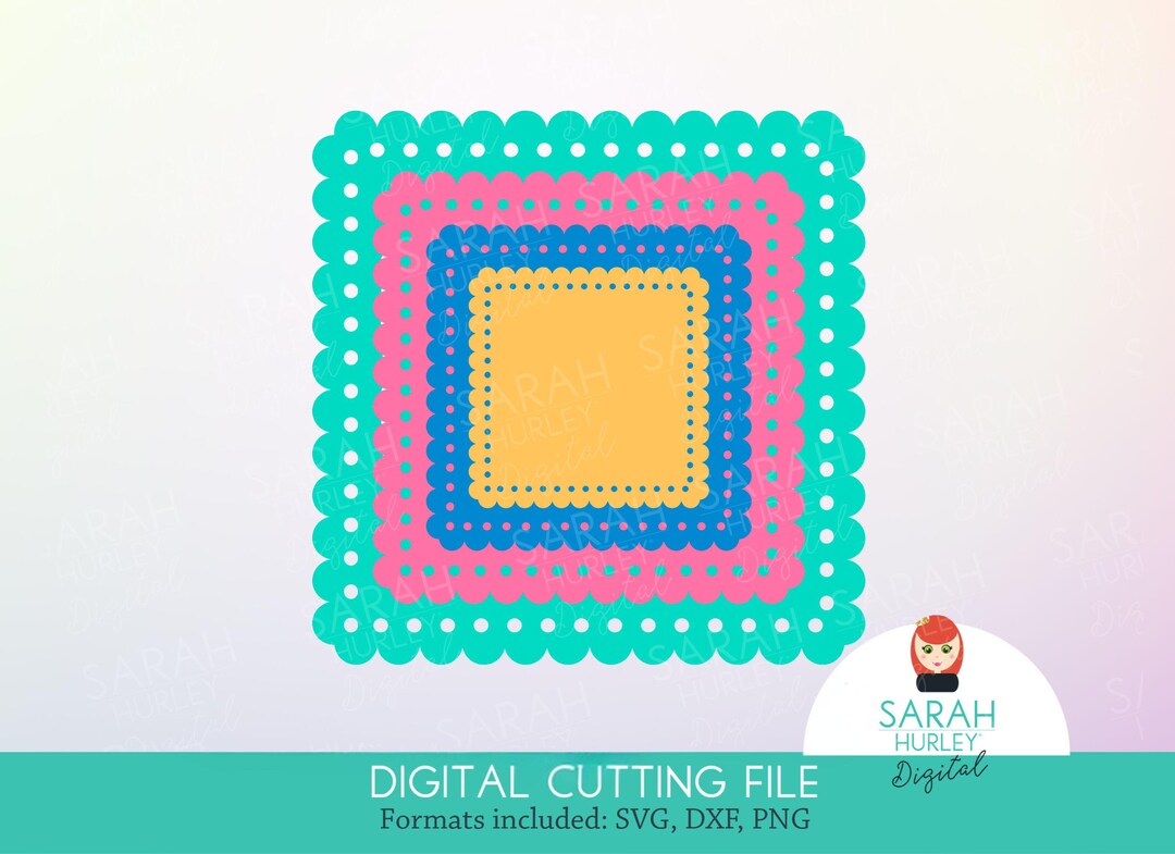Punched Edge Nested Scallop Squares Bysarah Hurley SVG Instant Download Digital Files for ...