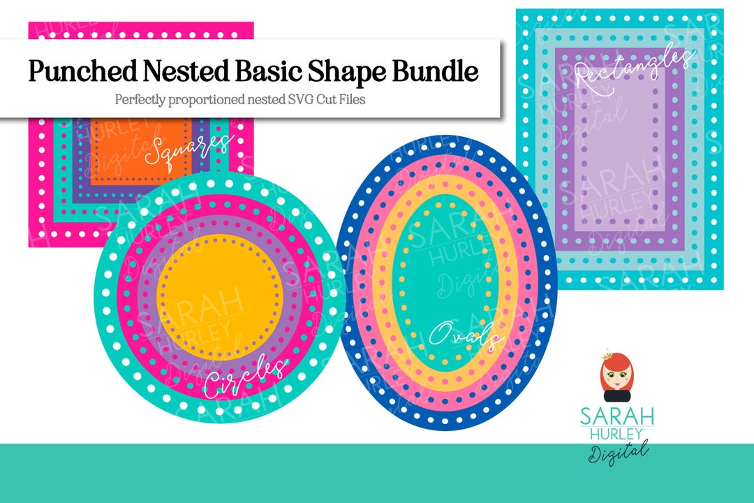 Punched Edge Nested Basic Shapes SVG Bumper Shapes Set Square Circle ...