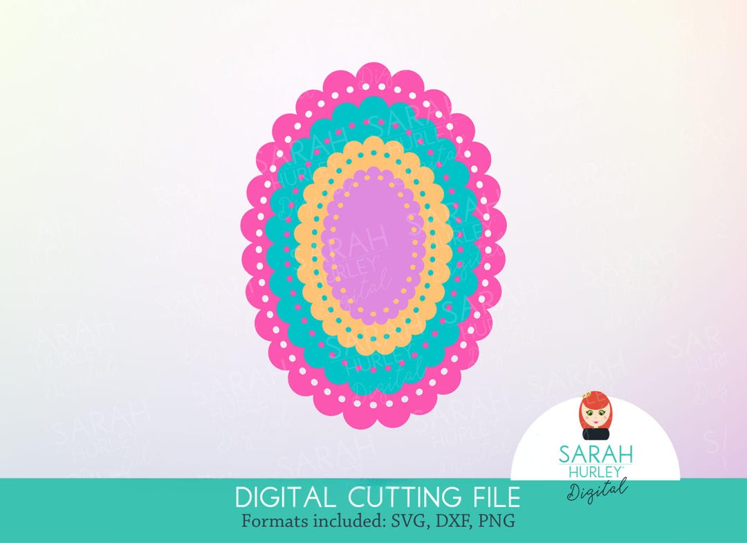 Punched Edge Nested Scallop Ovals Bysarah Hurley SVG Instant Download Digital Files for Cutting ...