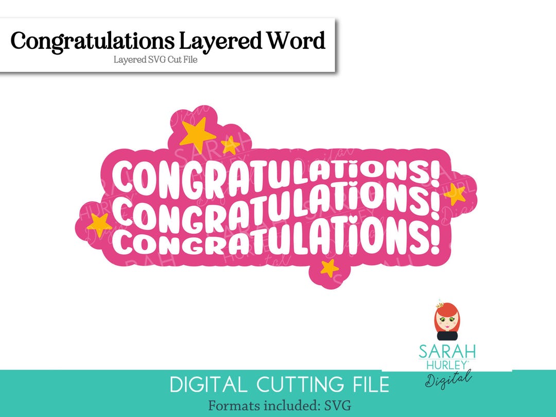 Congratulations Retro Wavy Layered Word Sentiment Sticker By sarah ...