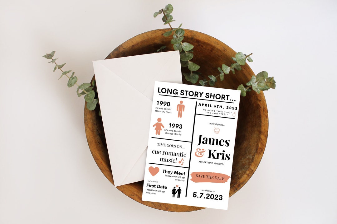 Custom Printable Save the Date Story Long Story Short Our - Etsy