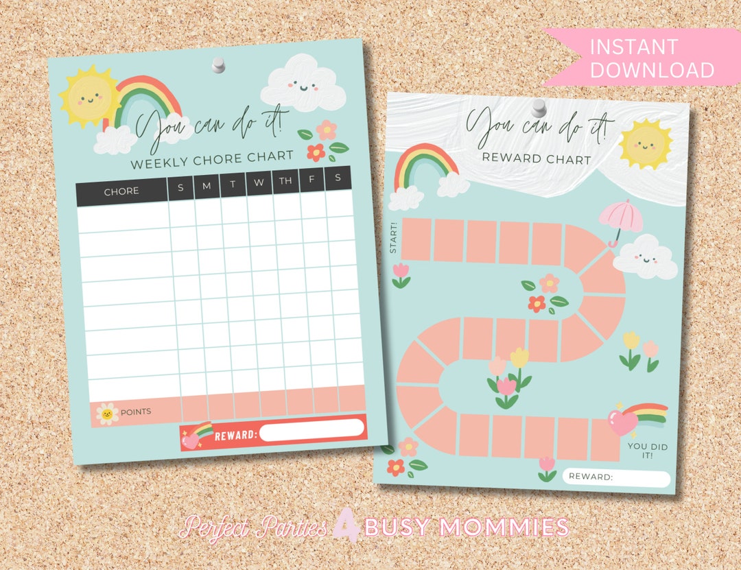 Instant Download Kids Reward Chart, Daily Visual Routine Chart, Kids ...