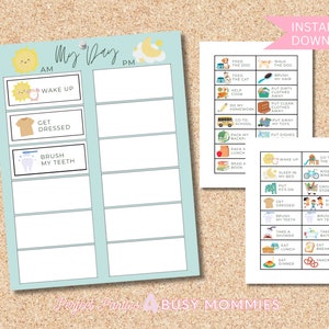 Instant Download Kids Reward Chart, Daily Visual Routine Chart, Kids ...
