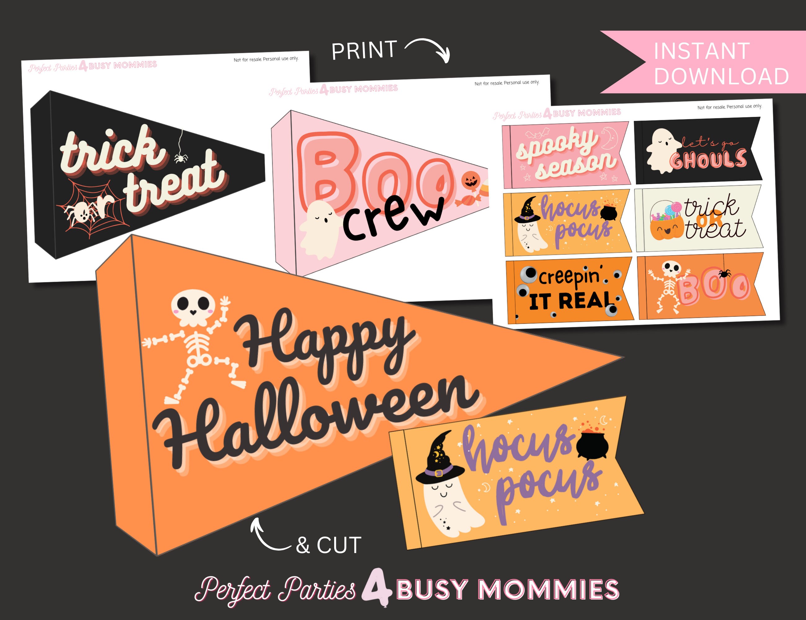 Digital Halloween Pennant Flags. Printable Halloween Décor. - Etsy