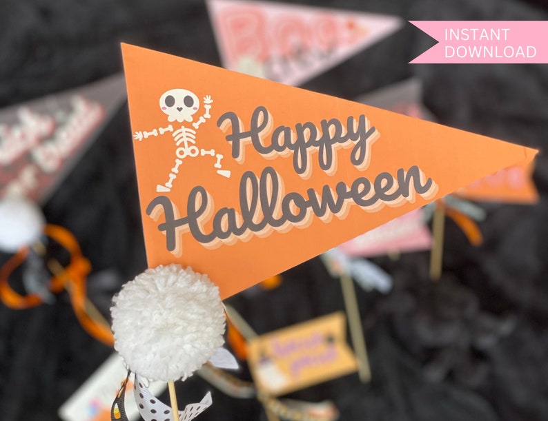 Digital Halloween Pennant Flags. Printable Halloween Décor. - Etsy