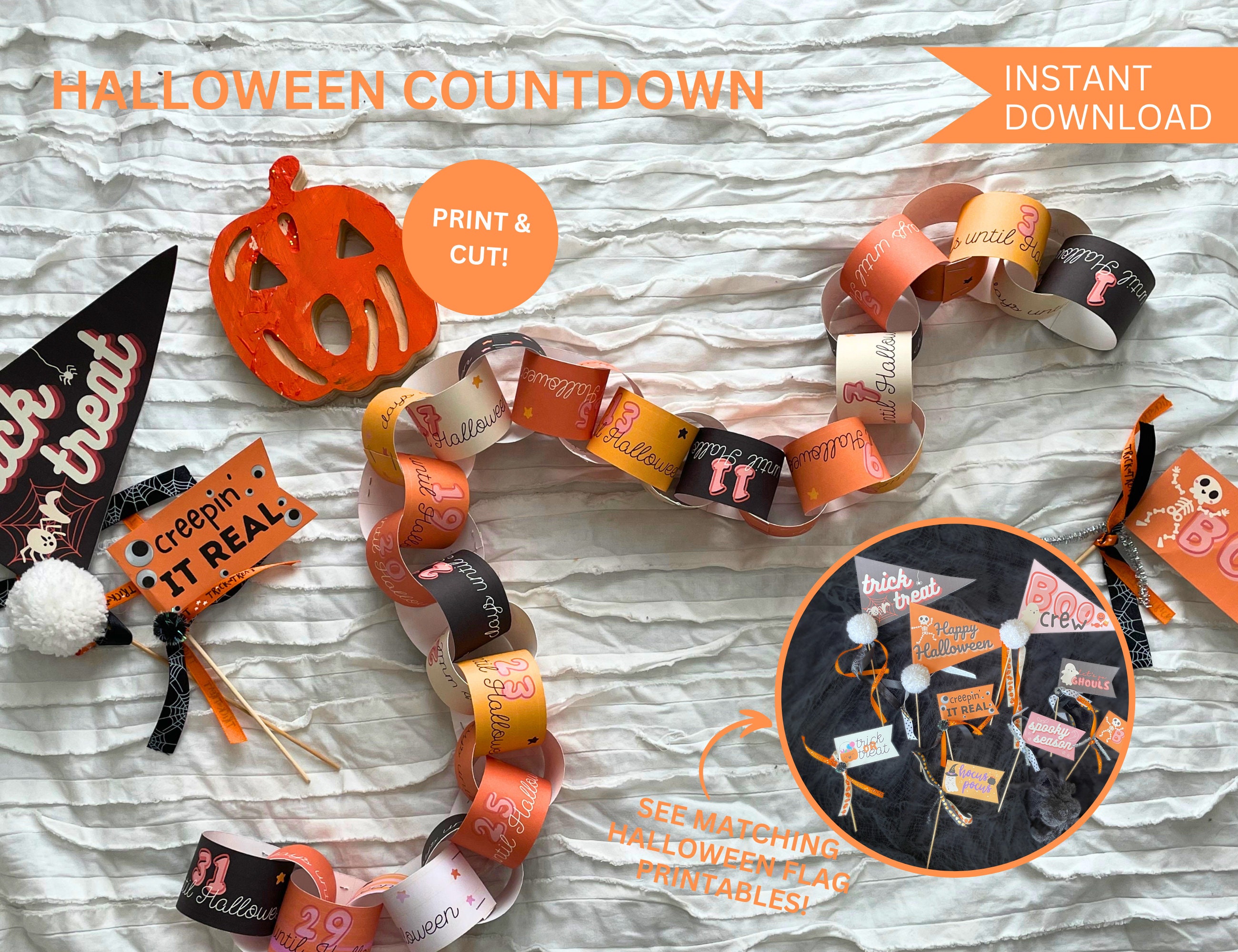 Printable Halloween Countdown Paper Chain: Kids Activity (PDF Pattern ...